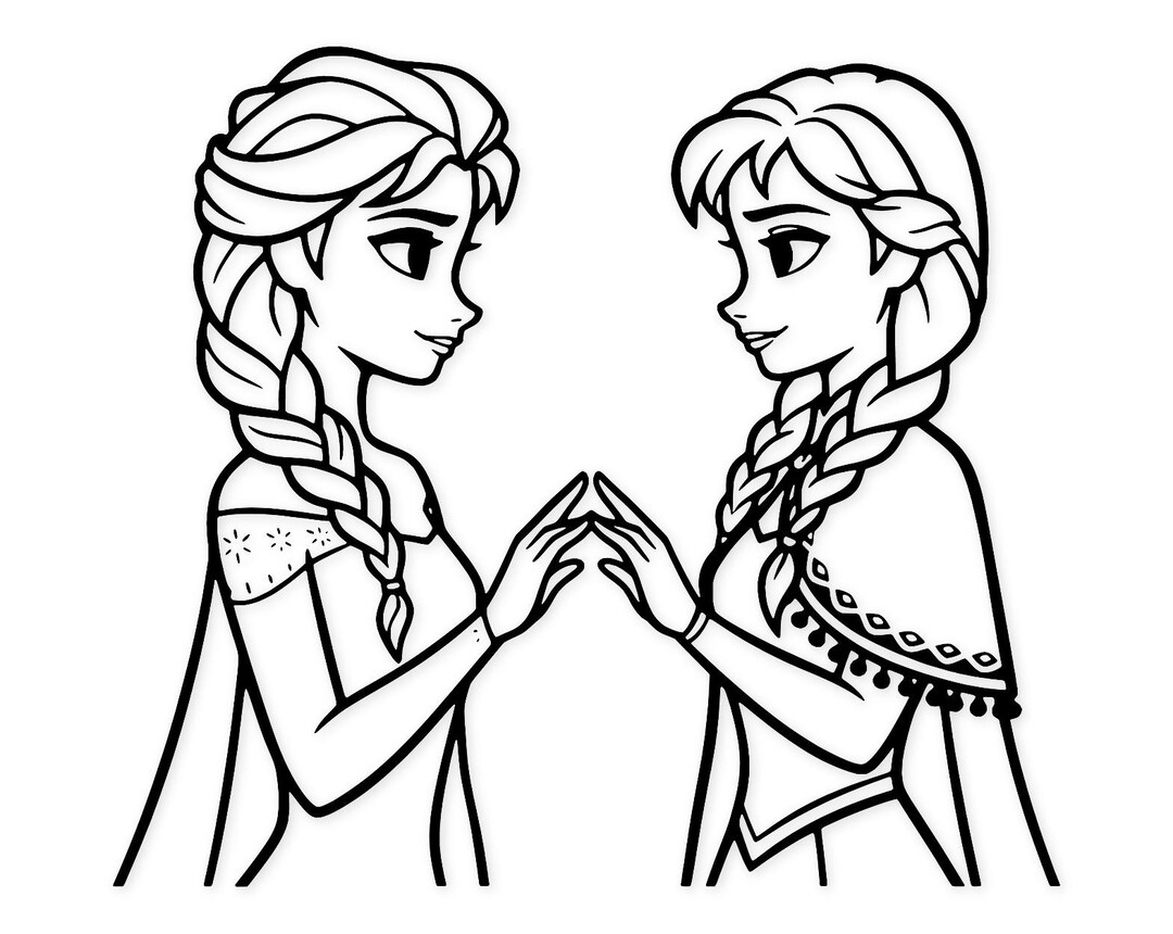 Elsa and Anna Sisterhood Svg Png: Bold Clean Outline for Crafting - Etsy