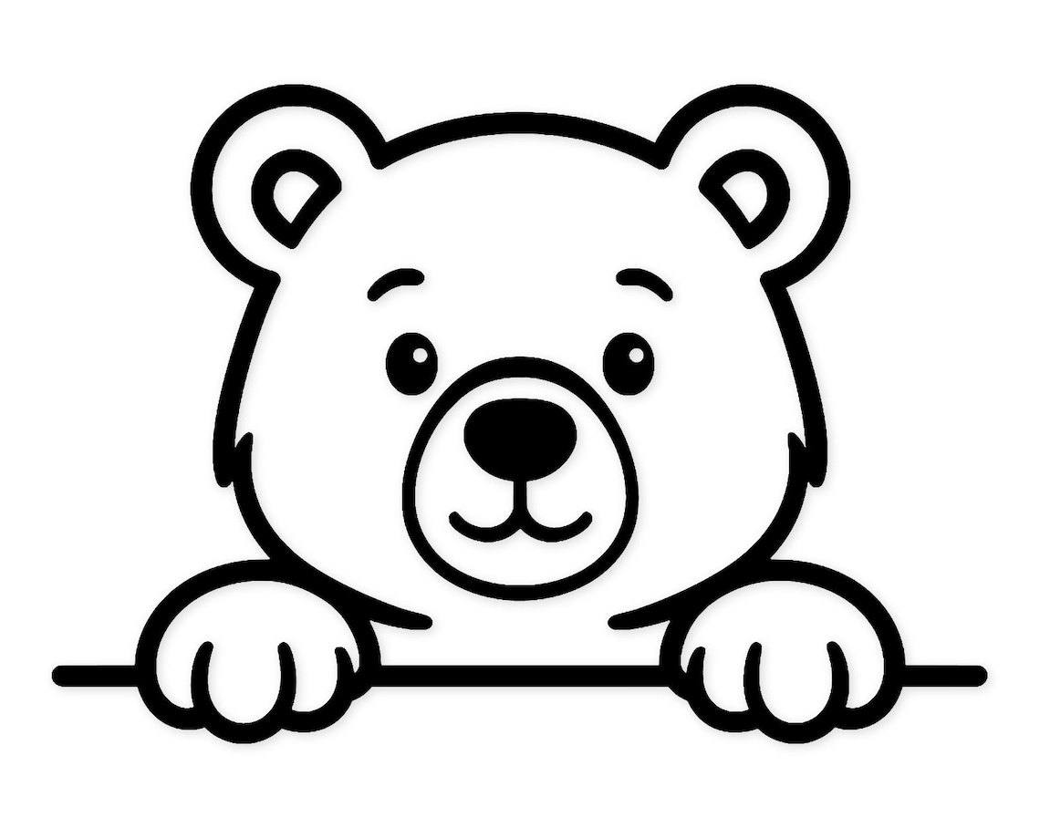 Bear Peeking Edge Svg Png: Cute High Contrast Digital Design for Cricut ...