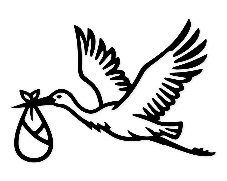 Stork Delivering Baby Bundle Svg Png: Clean Line Art for Baby Showers ...