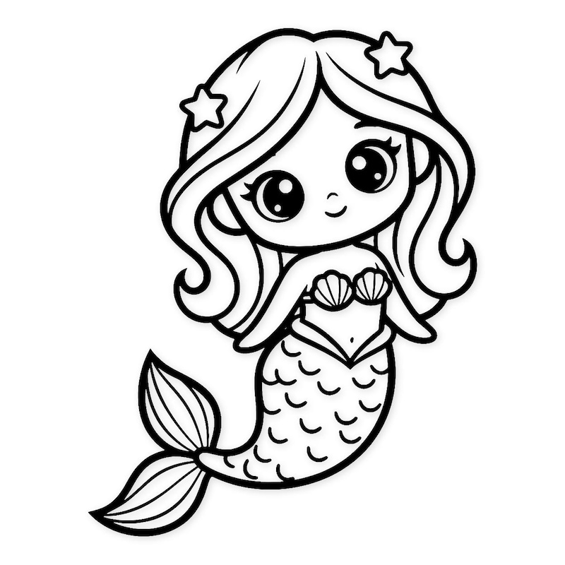 Mermaid Drawing Simple - Etsy UK