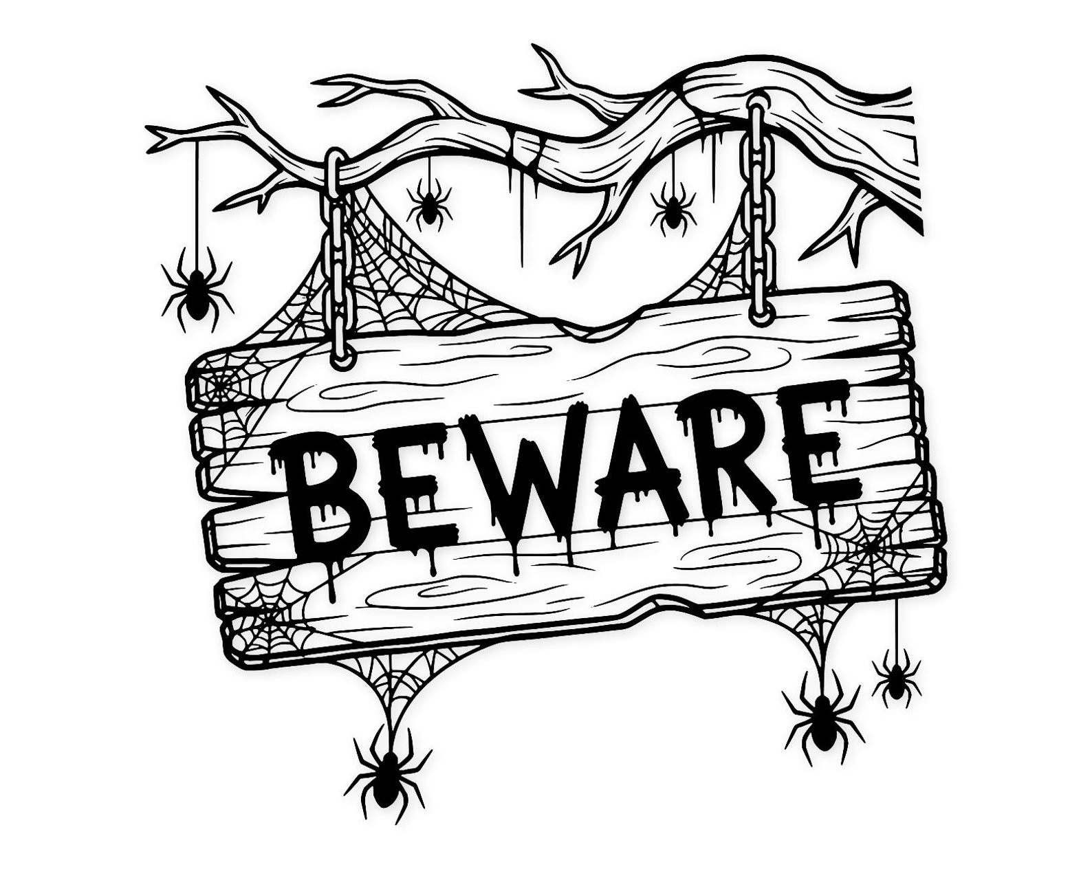 Beware Sign Svg Png: Bold Spooky Digital Designs for Halloween Decor - Etsy