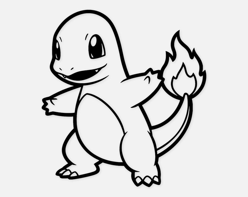 Charmander Flame Svg Png: Bold Outline Cut File for Crafts - Etsy