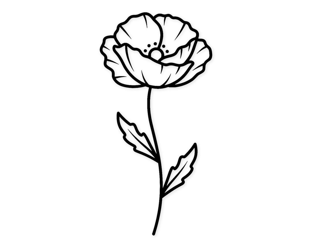 Poppy Outline, Side View Svg Png: Cut Ready Digital Design for Cricut ...
