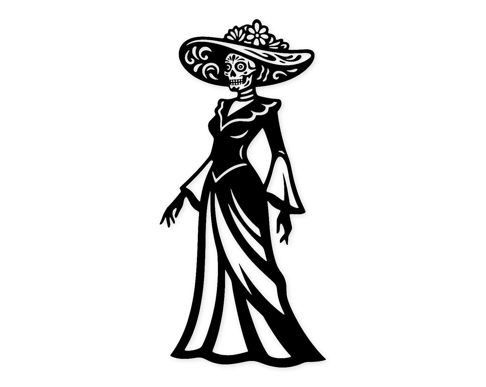 Silueta de Catrina SVG PNG: Diseño minimalista para proyectos de corte ...
