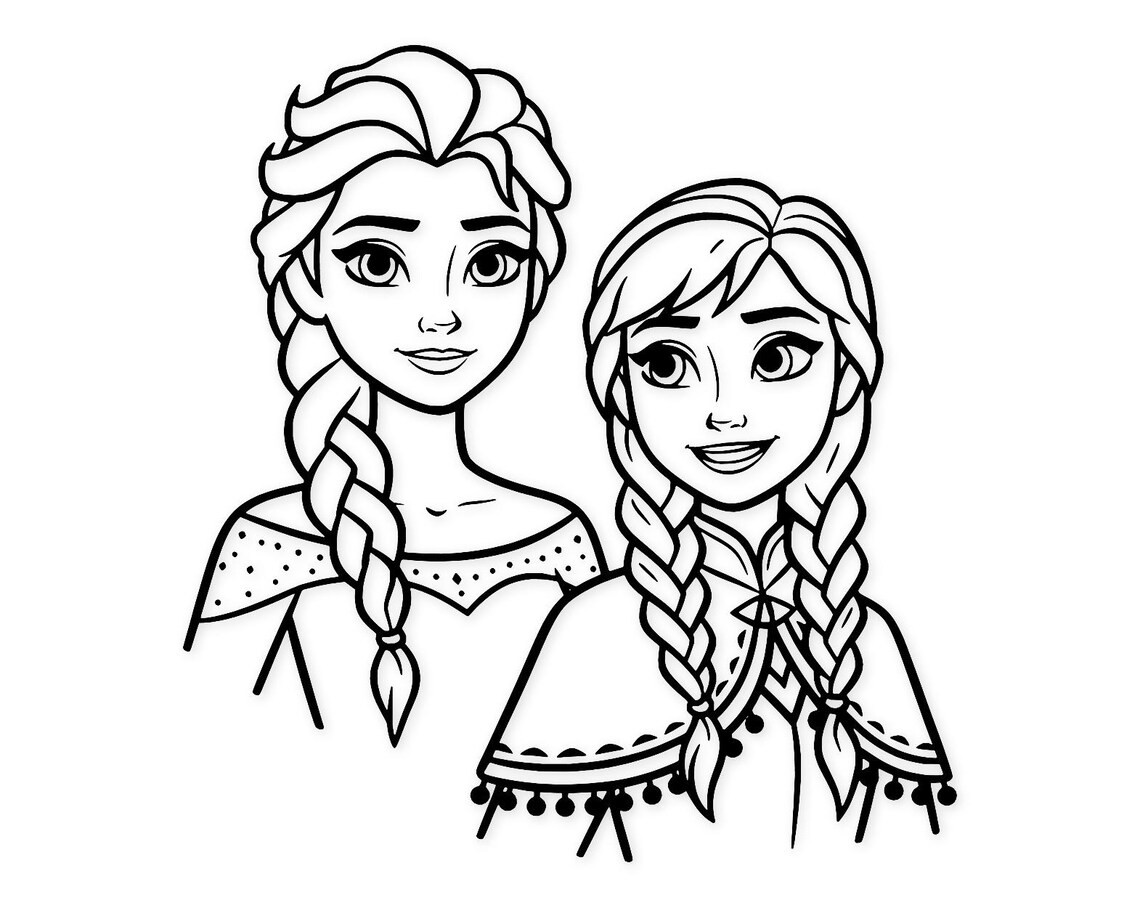 Elsa and Anna Portrait Svg Png: Cut Ready Digital Design for Cricut ...