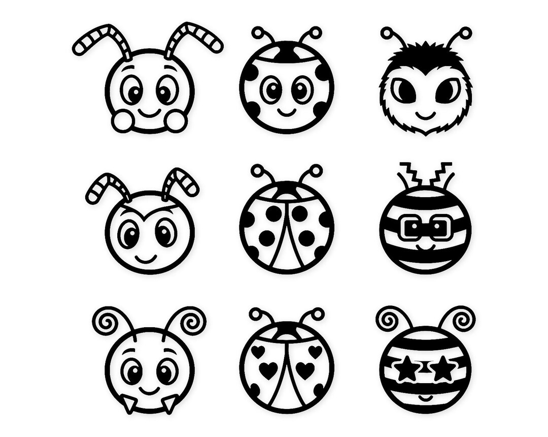 Bug Faces Svg Png: Bold Clean Cut Files for Cricut Projects - Etsy