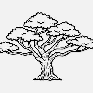 Single Oak Tree Svg Png: Bold Line Art for Cricut Projects - Etsy