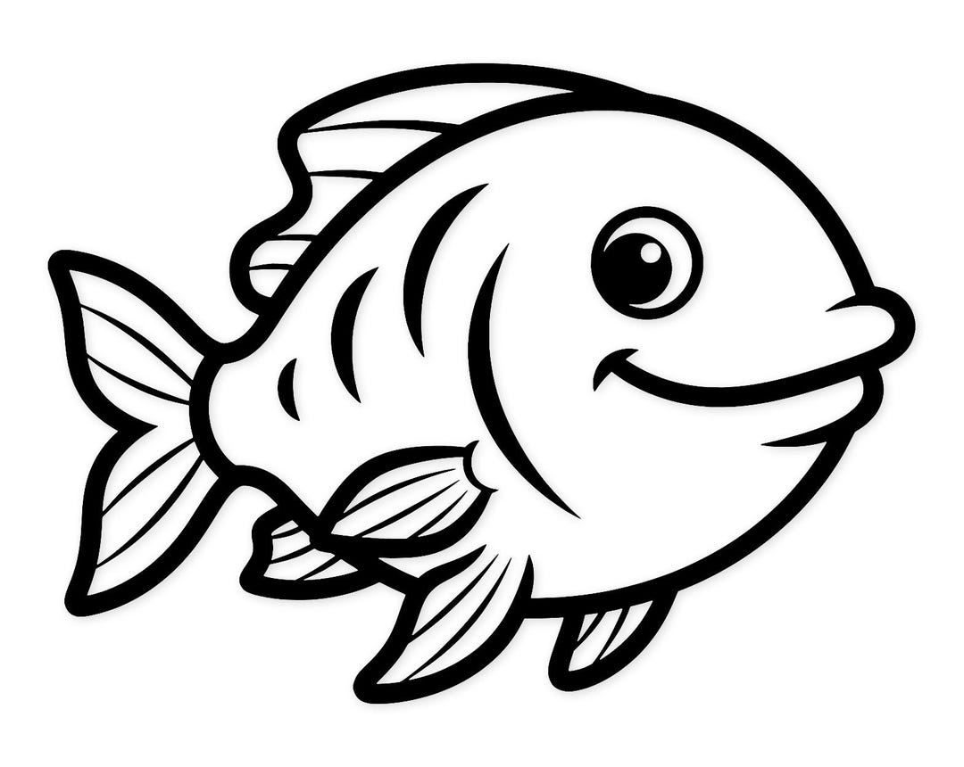 Friendly Fish Svg Png: Clean Outline for T-shirts - Etsy