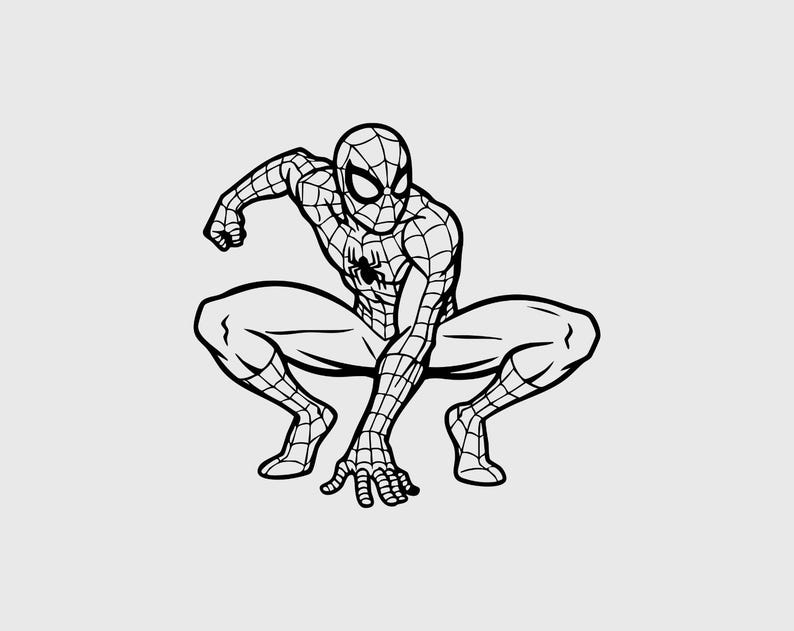 Spiderman SVG PNG: Superhero Pose Clipart | Spiderman Silhouette Cut ...