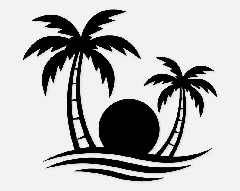 Tropical Sunset Scene Svg Png: Minimalist Palm Trees Cut File for ...