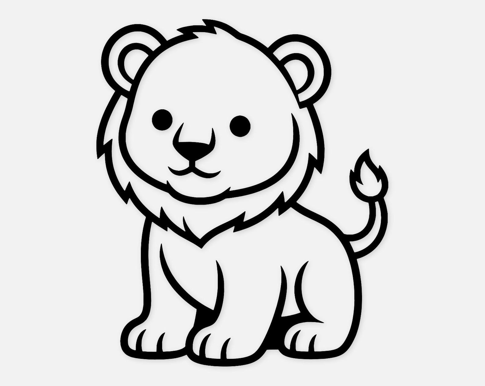 Lion Cub Svg Png: Bold Line Art for Cricut Projects - Etsy