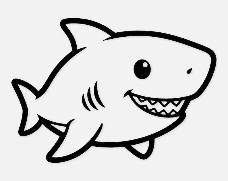 Baby Shark Svg Png: Clean Line Art for Stickers and Wall Art - Etsy