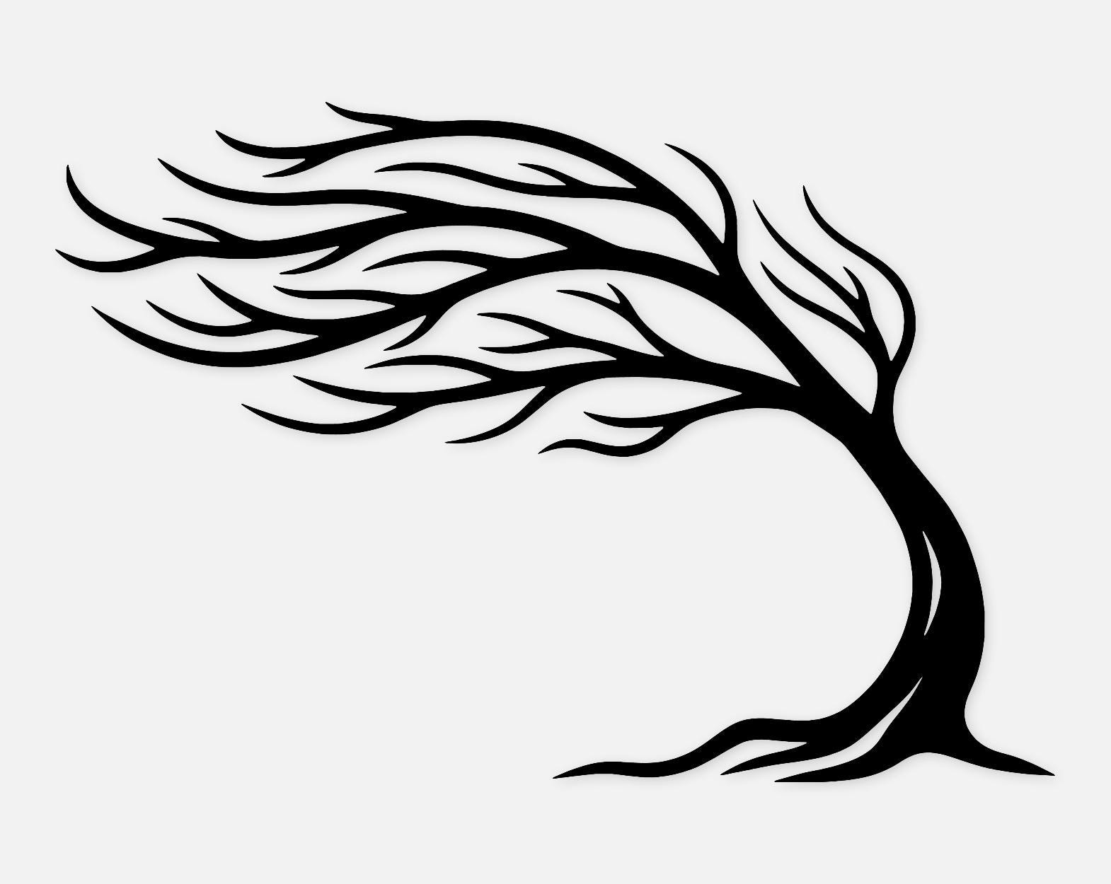 Wind-swept Tree Svg Png: Dynamic Minimalist Design for Cricut - Etsy