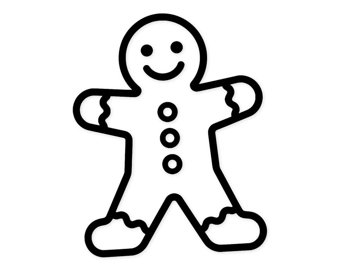 Gingerbread Man Outline Svg Png: Cut Ready Digital Design for Cricut ...