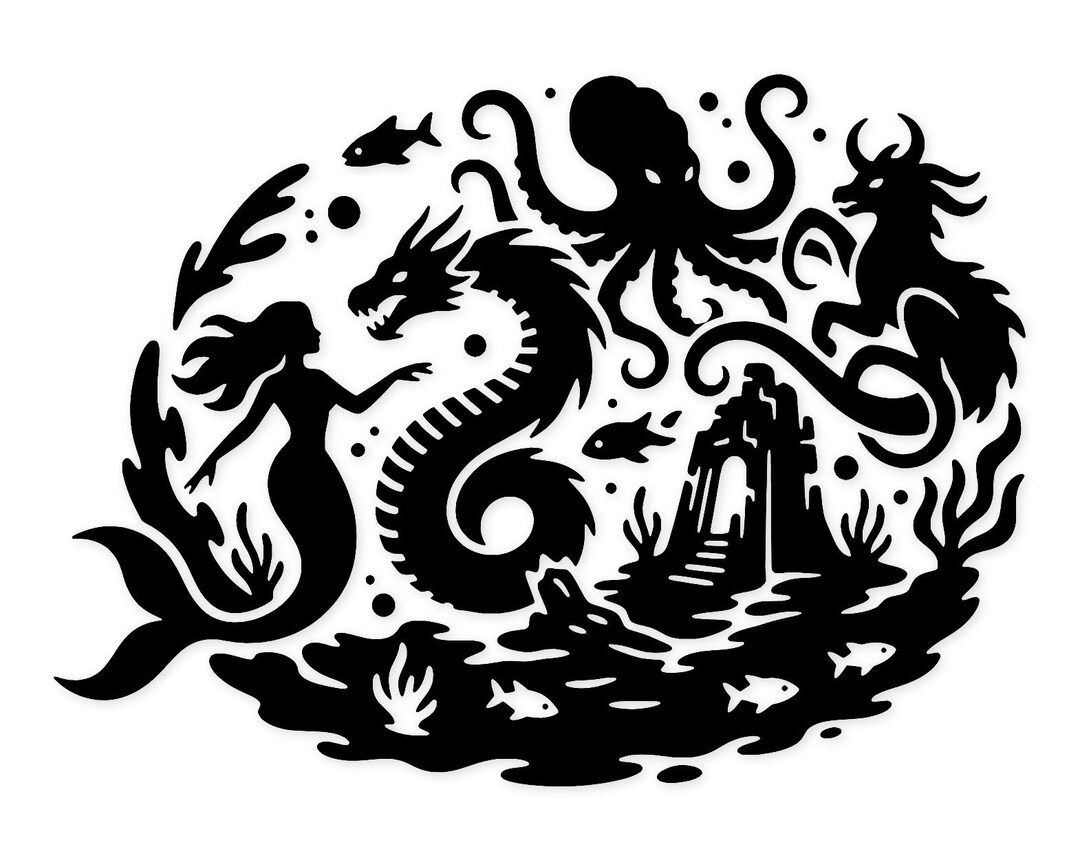 Mysterious Ocean Svg Png: Bold Mystical Cut File for Stickers - Etsy