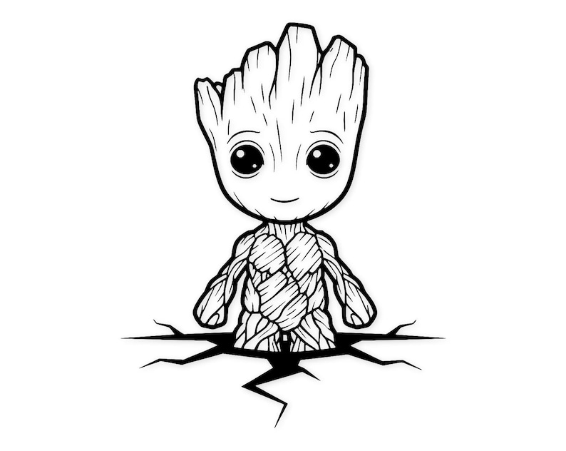 Groot Sapling Svg Png: Bold Outline Design for Cricut Projects - Etsy