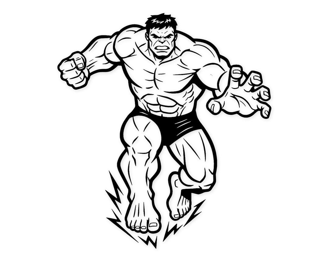 Hulk Action Pose Svg Png: Dynamic Black and White Design for Crafts - Etsy