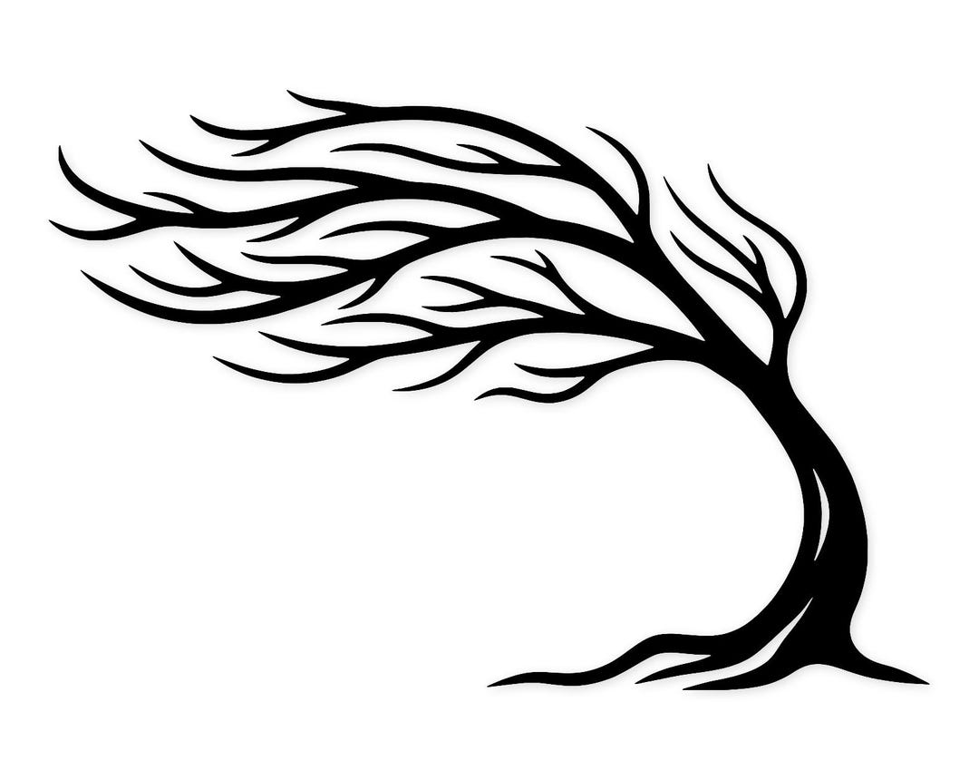 Wind-swept Tree Svg Png: Dynamic Minimalist Design for Cricut - Etsy