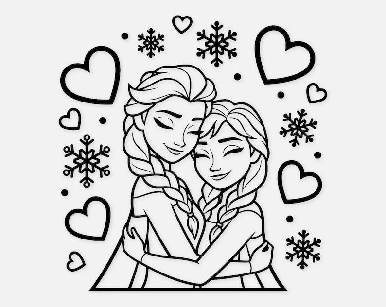Elsa and Anna Sisterly Love Svg Png: Bold High Contrast Design for T ...