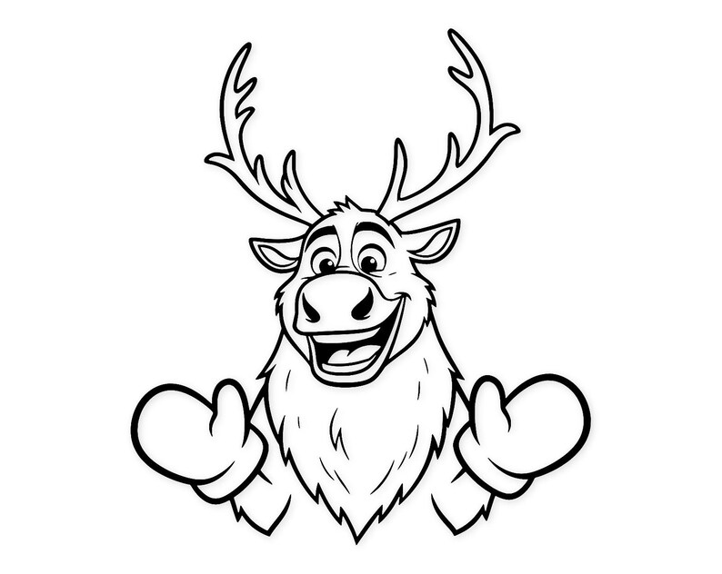 Sven With Mittens Svg Png: Bold Outline Design for T-shirts - Etsy