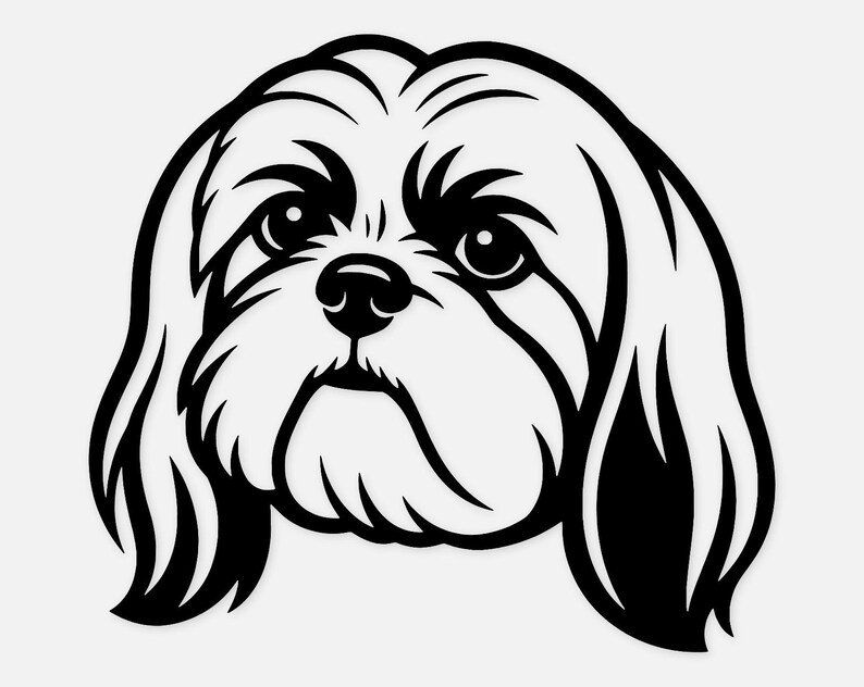 Shih Tzu Face Outline Svg Png: Cut Ready Digital Design for Cricut ...