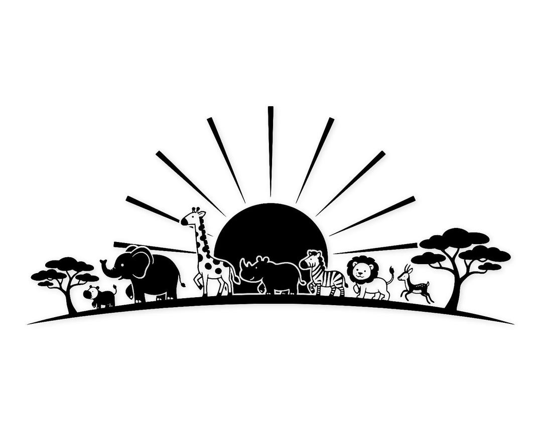 Savanna Sunset Scene Svg Png: Bold Silhouette Design for Craft Projects ...