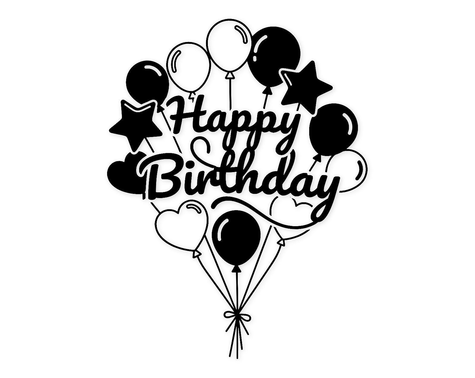 Happy Birthday Balloons Svg Png: Cut Ready Digital Design for Cricut ...