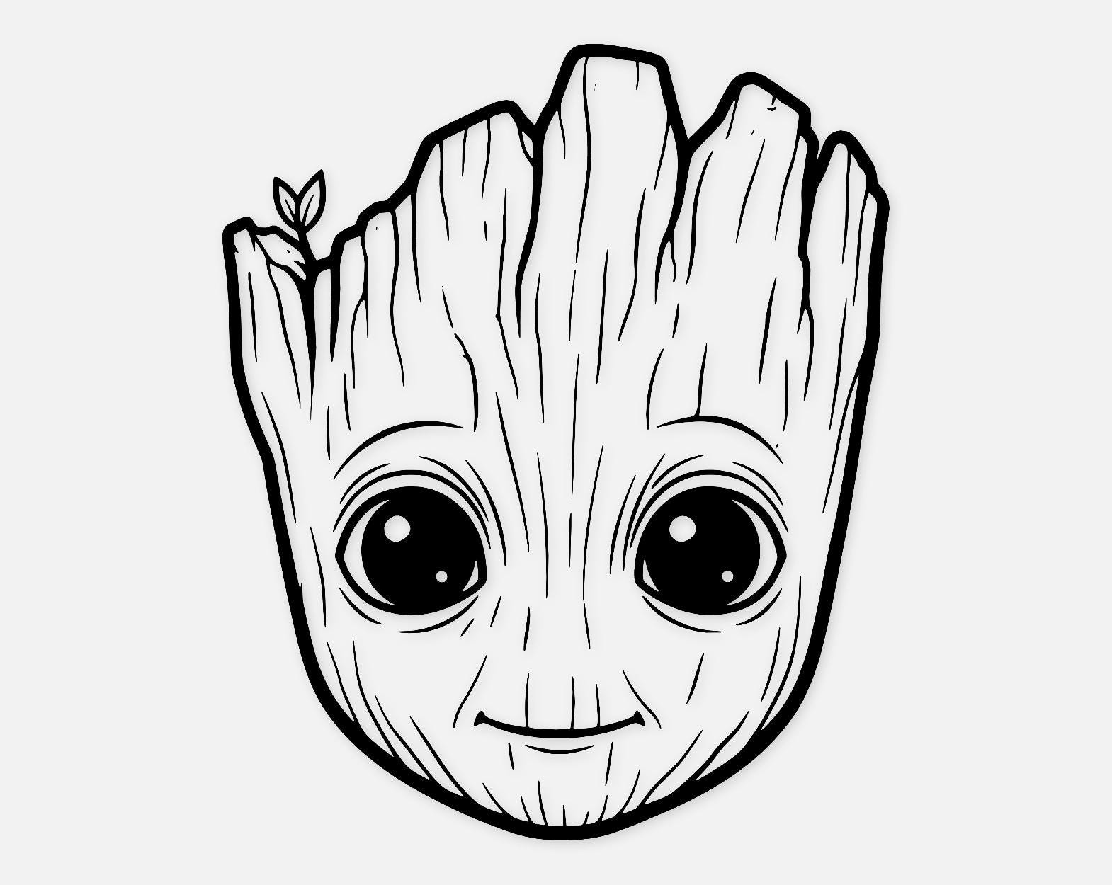 Groot Face Svg Png: Bold Outline Digital Design for Stickers - Etsy