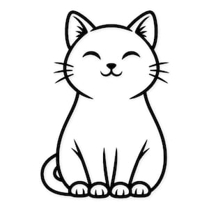 Smiling Cat Outline Svg Png: Cut Ready Digital Design for Cricut ...