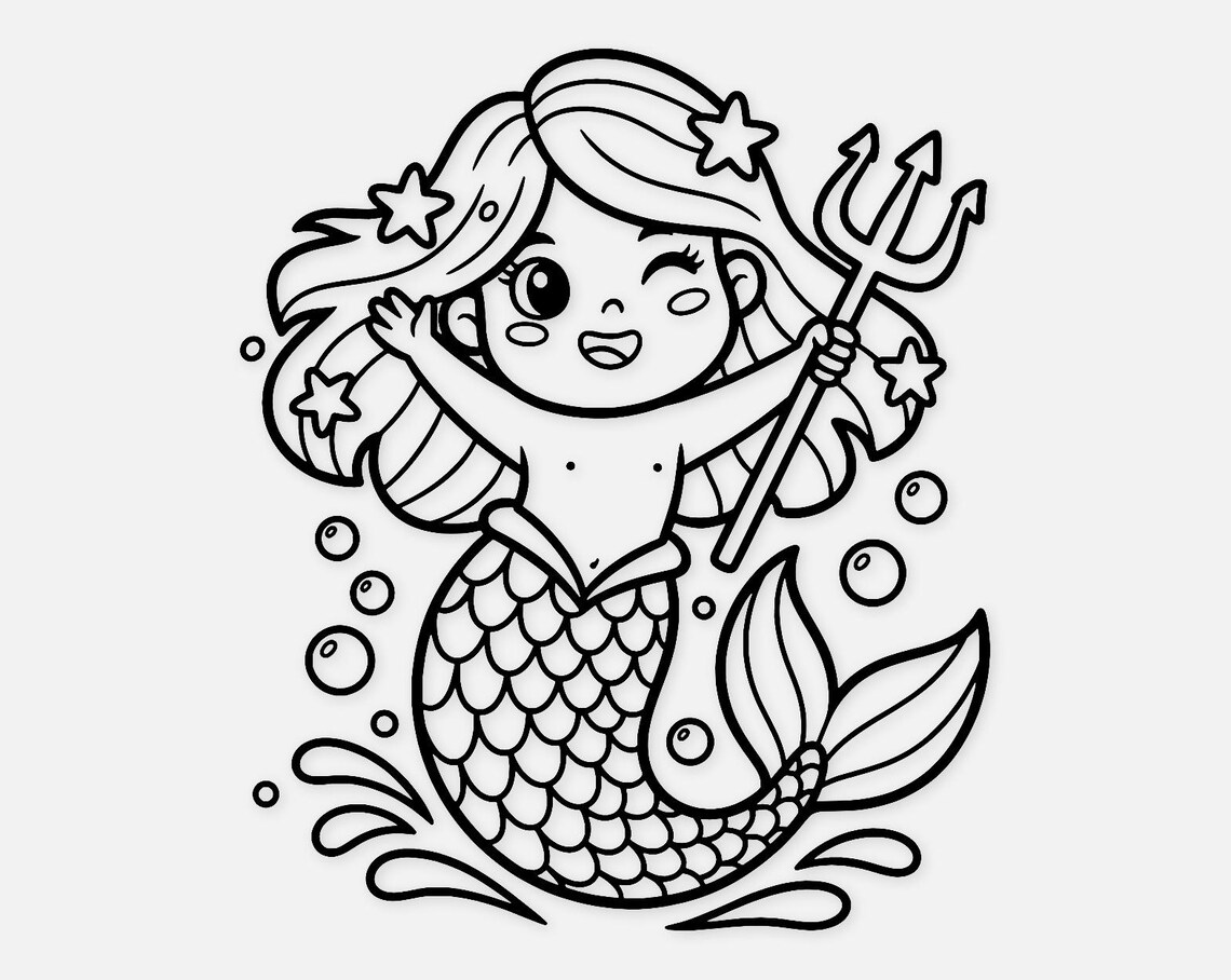 Playful Mermaid Svg Png: Cute Hand-drawn Cut File for Cricut - Etsy