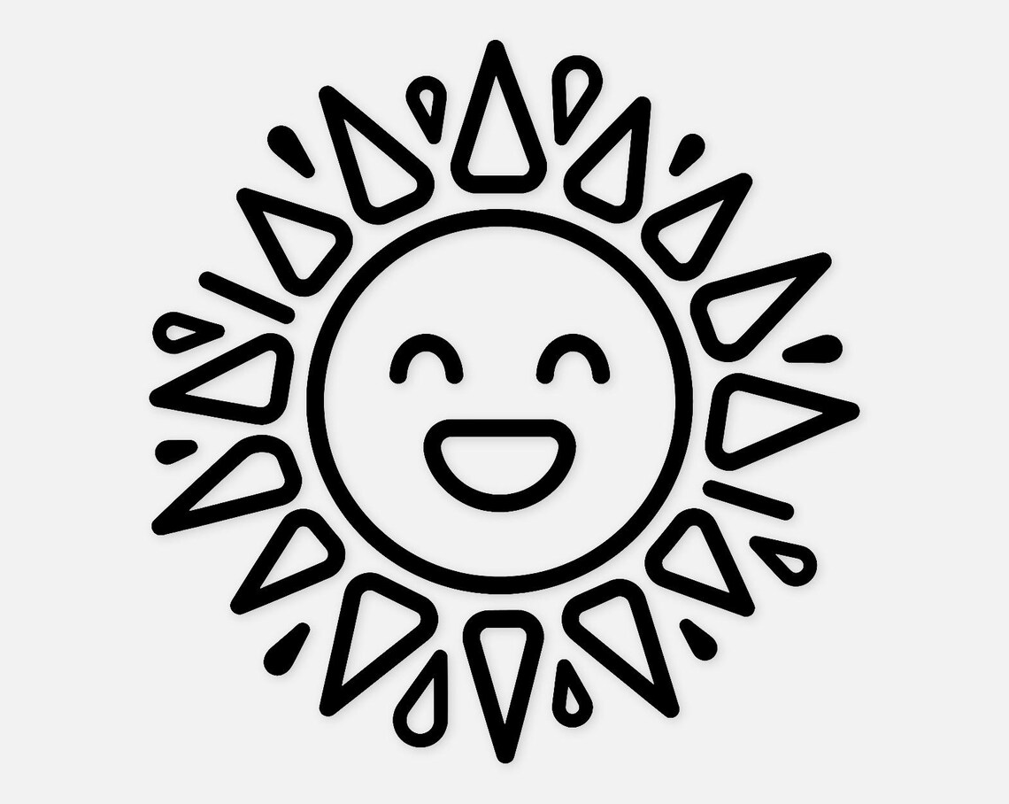 Smiling Sun Svg Png: Bold Minimalist Design for Crafts - Etsy