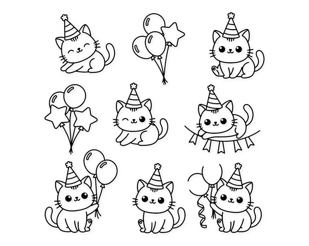 Kawaii Kitty Party Svg Png: Fun Design for Invitations - Etsy