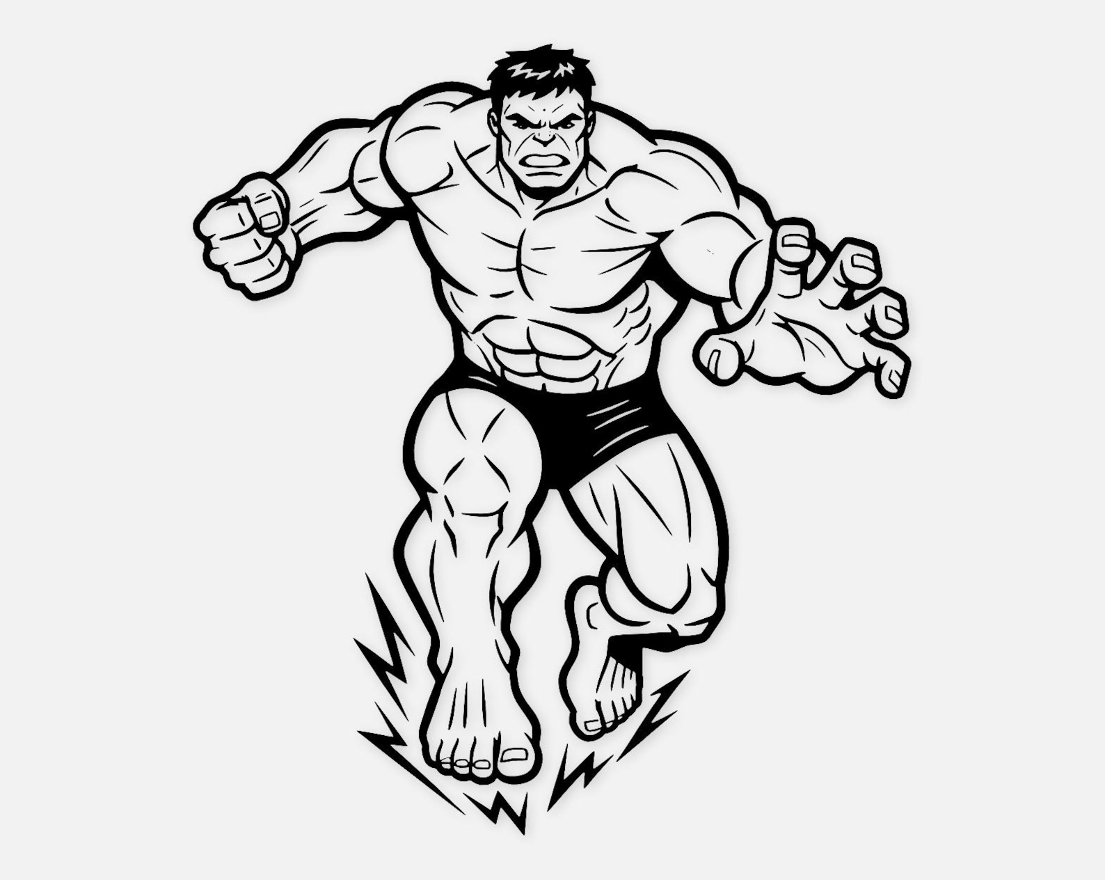 Hulk Action Pose Svg Png: Dynamic Black and White Design for Crafts - Etsy