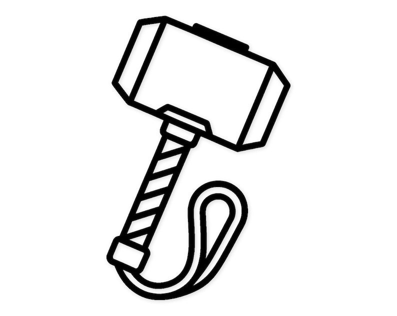 Thor Hammer Outline Svg Png: Cut Ready Digital Design for Cricut ...
