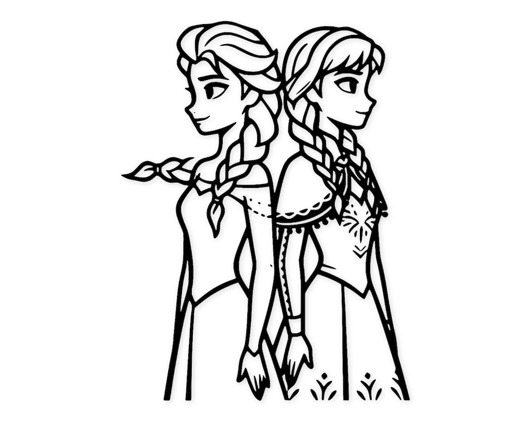Elsa and Anna Svg Png: Frozen Sisters Bold Icon Design for Cutting - Etsy