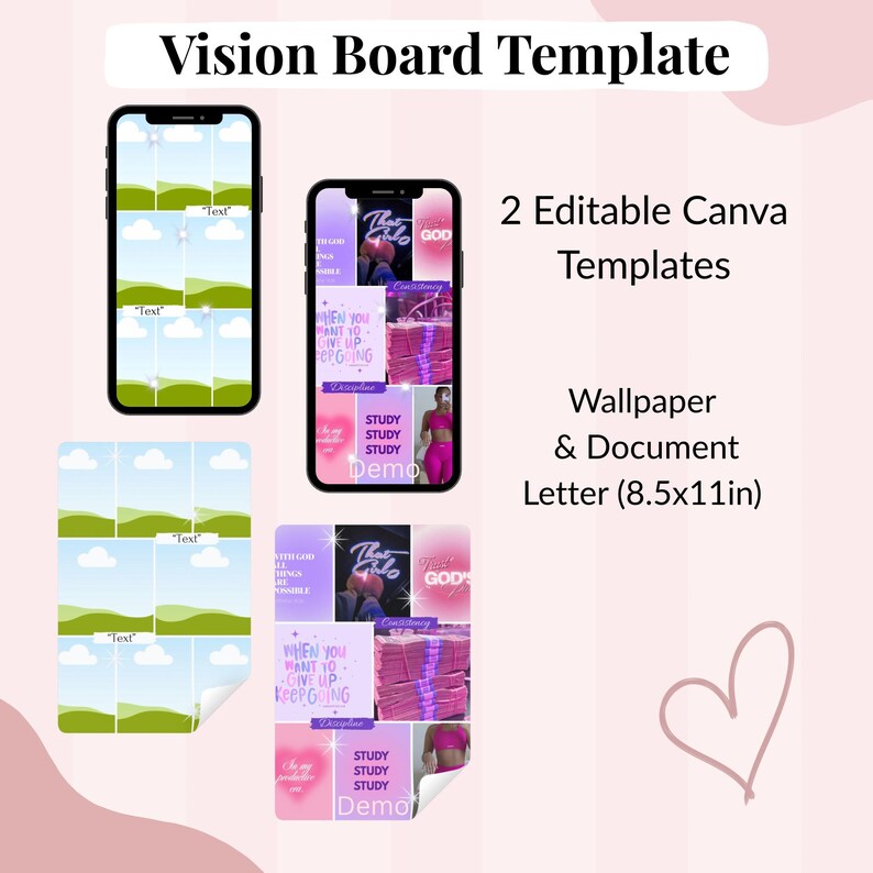 Editable Vision Board Template | Canva Digital Collage, Manifestation ...