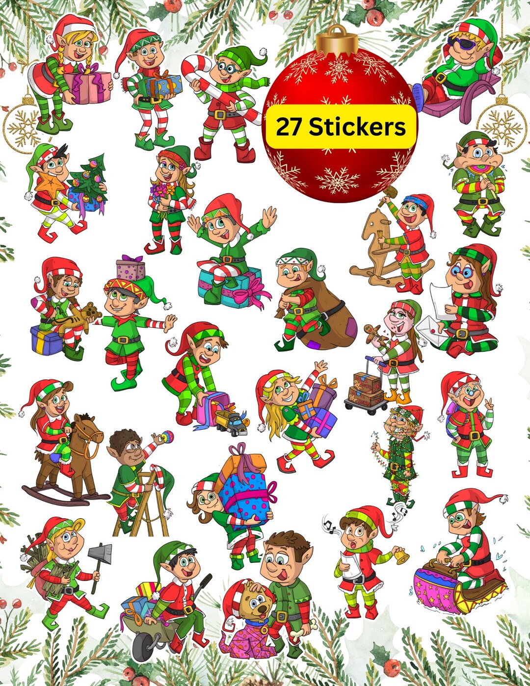 Christmas Elf Stickers Printable | Elf Gift Tags Labels PNG | Cricut ...
