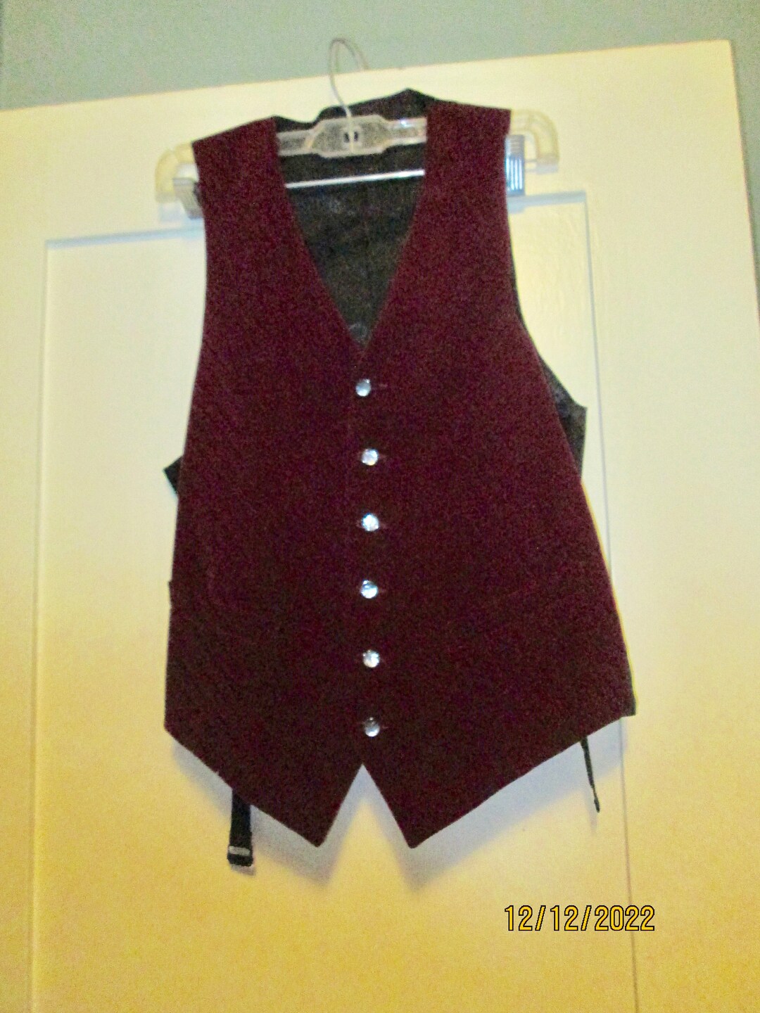 Vintage Maroon Velour Button Vest - Etsy