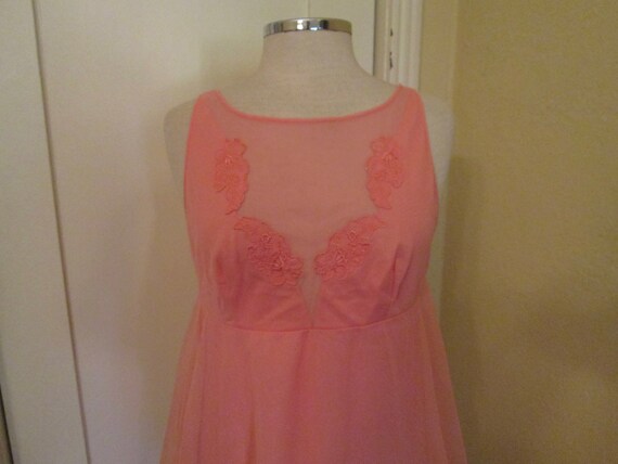 1960s Texsheen Sexy Nightgown Short Peach Parfait Med - Gem