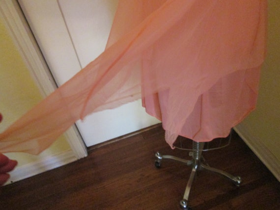 1960s Texsheen Sexy Nightgown Short Peach Parfait Med - Gem
