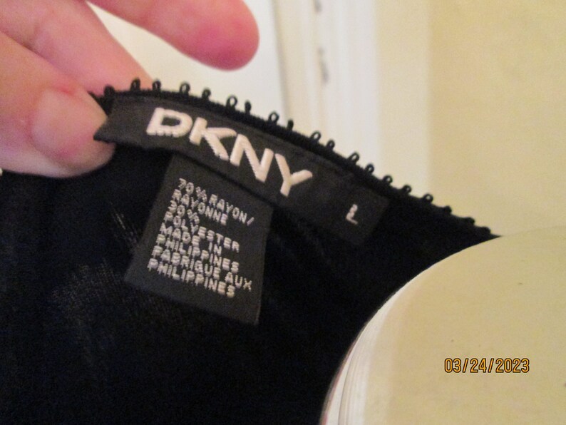 Vintage DKNY Black Midi Dress Form Fitting Long Sleeves M L - Etsy