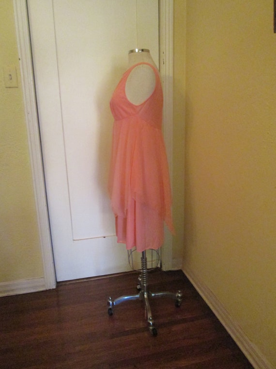 1960s Texsheen Sexy Nightgown Short Peach Parfait Med - Gem