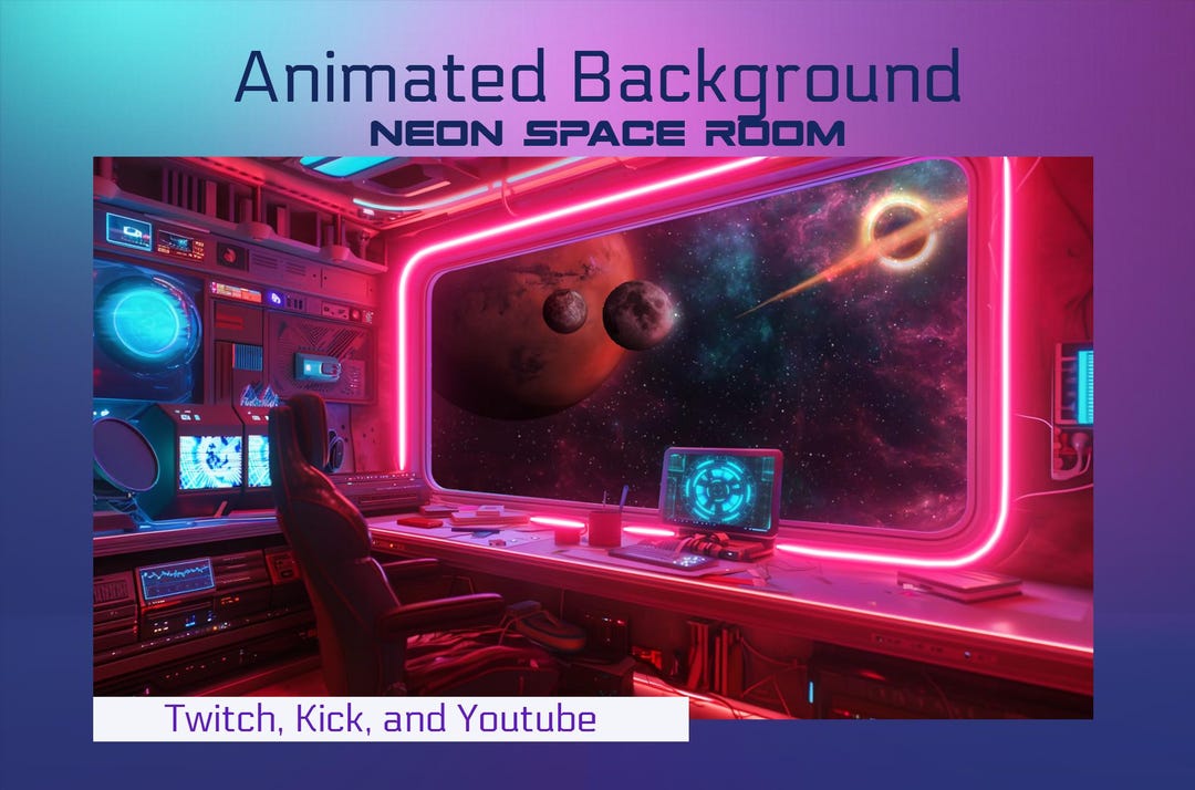 Neon Space Room Animated Stream Background: Futuristic Sci-fi Loop ...