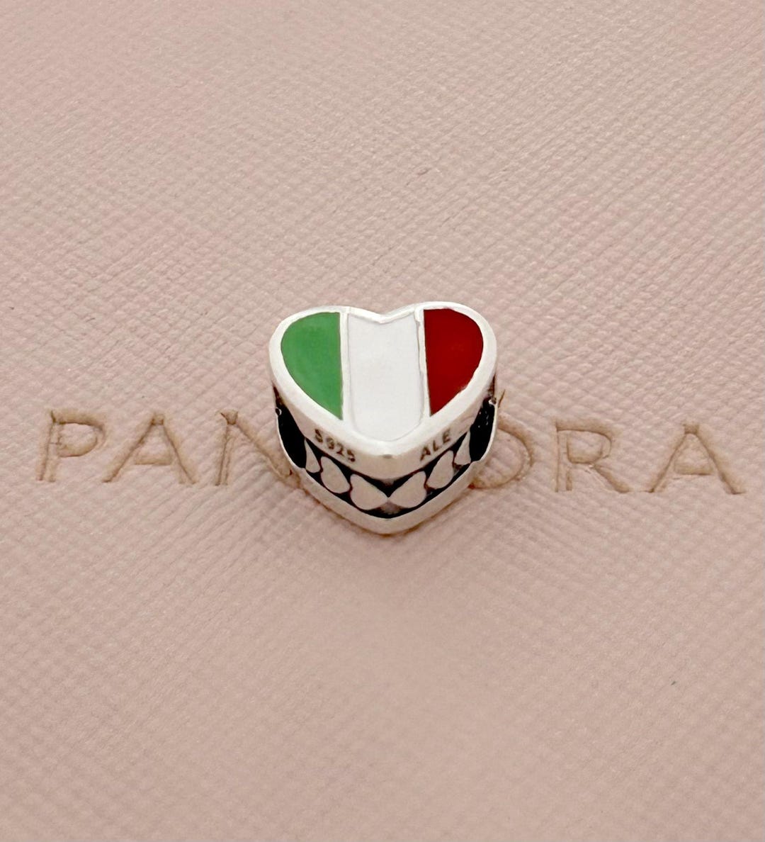 S925 Sterling Silver Heart-shaped Italian Flag Charm Bead for European ...