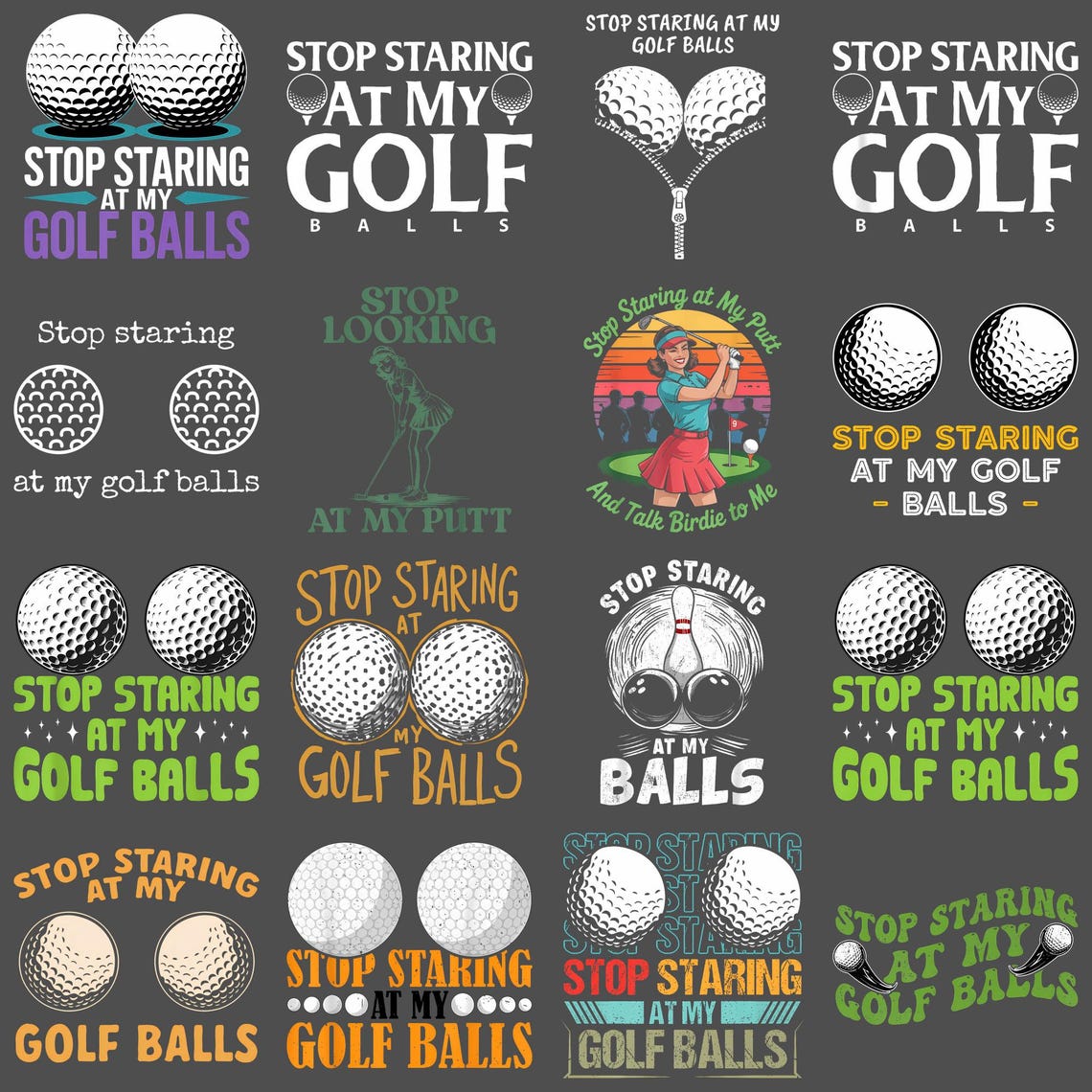 Stop Staring at My Golf Balls PNG, Funny Sarcastic Sports Quote Clipart ...