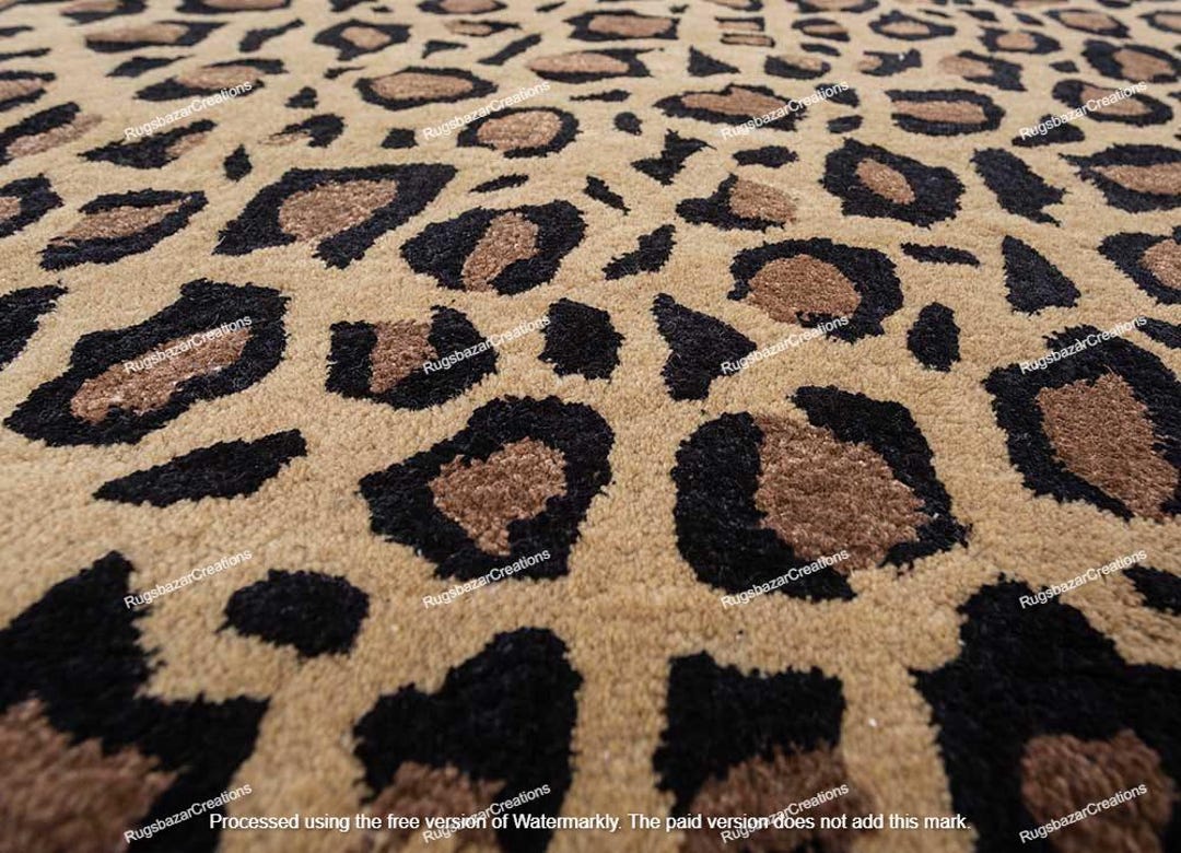 Leopard Print Wool Rug: Modern Safari Animal Carpet, Boho Home Decor - Etsy