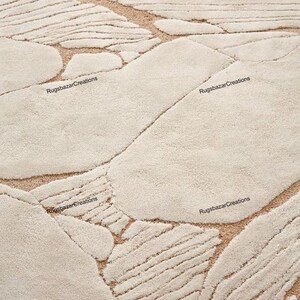 Hand-tufted Beige Wool Abstract Rug: Modern Living Room Carpet - Etsy