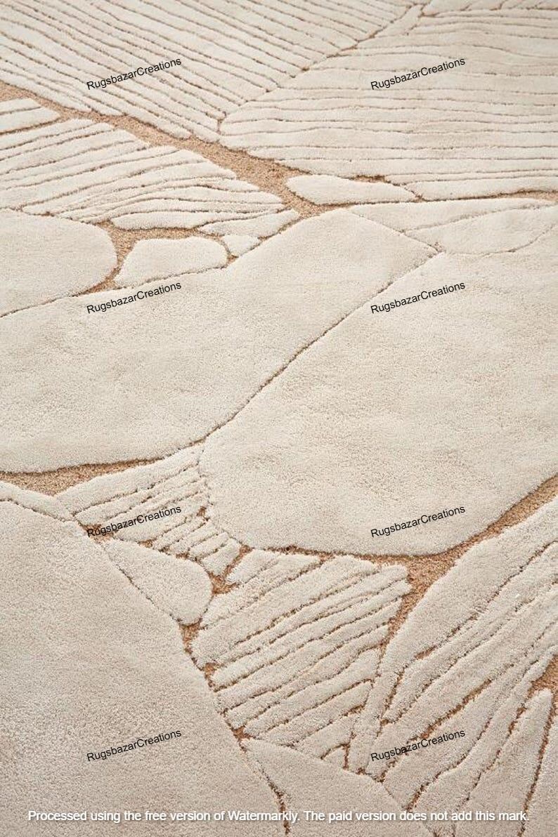 Hand-tufted Beige Wool Abstract Rug: Modern Living Room Carpet - Etsy