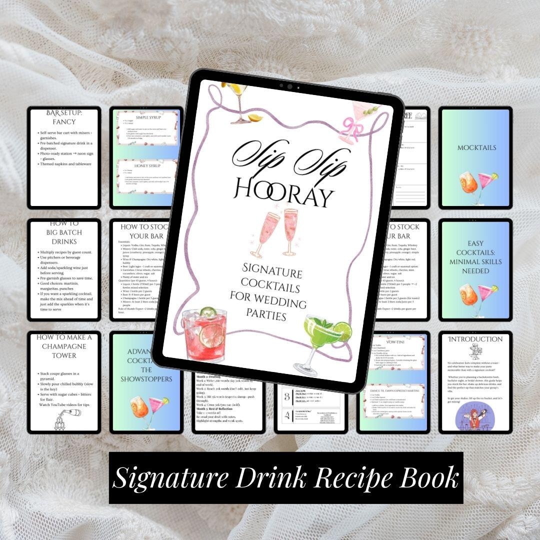 Signature Cocktail Recipe Book Wedding Shower Mocktail Idea ...