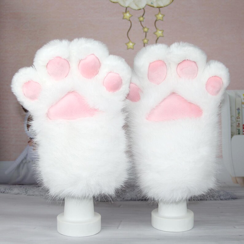 Furry Cat Paws, White Furry Handpaws ,cute Fur Paw Gloves , Dog Paws ...
